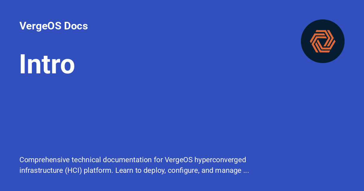 Intro - VergeOS Docs