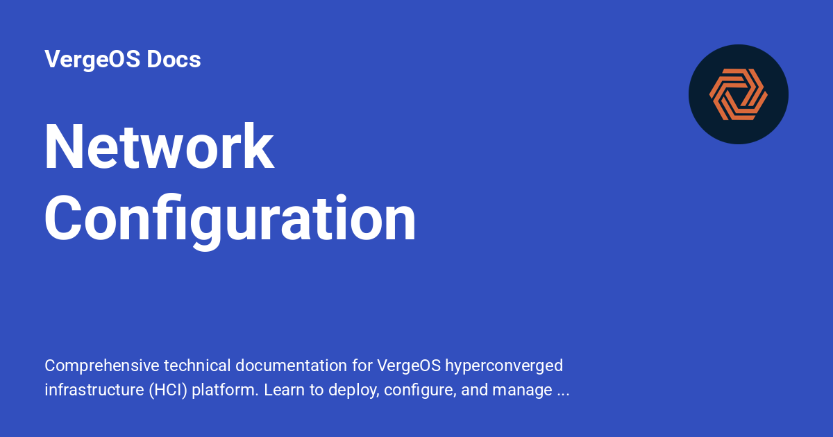 Network Configuration Vergeos Docs