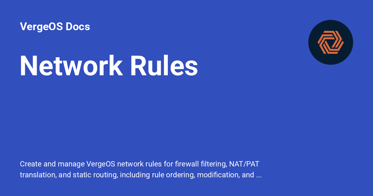 Network Rules Vergeos Docs