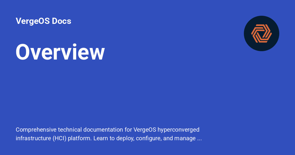 Overview - VergeOS Docs